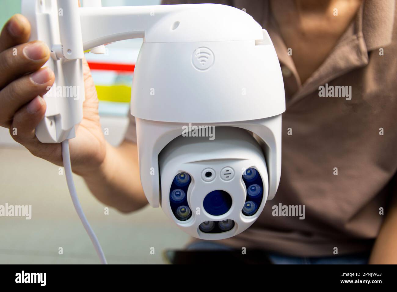 front view of white ip camera Stock Photo - Alamy