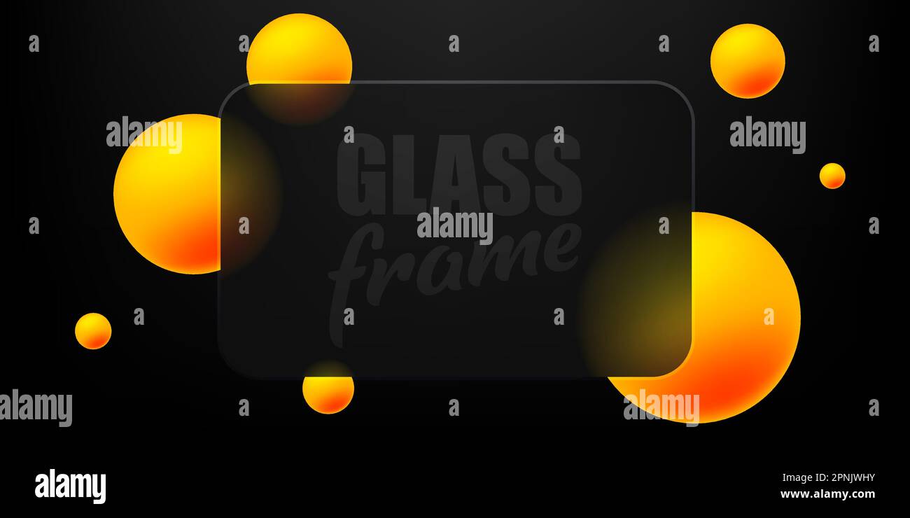 Glassmorphism frame background. Glassmorphic border shape with orange ...