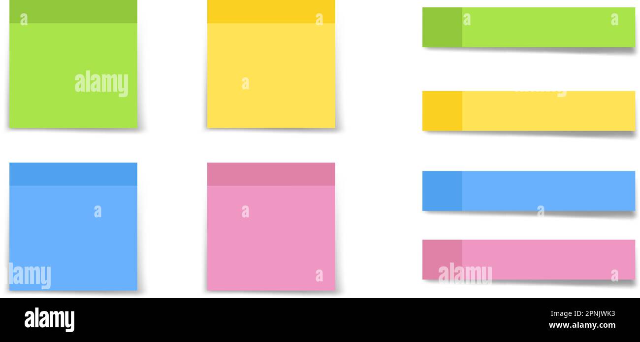 Sticky note set in realism with shadow. Vector illustration isolated ...