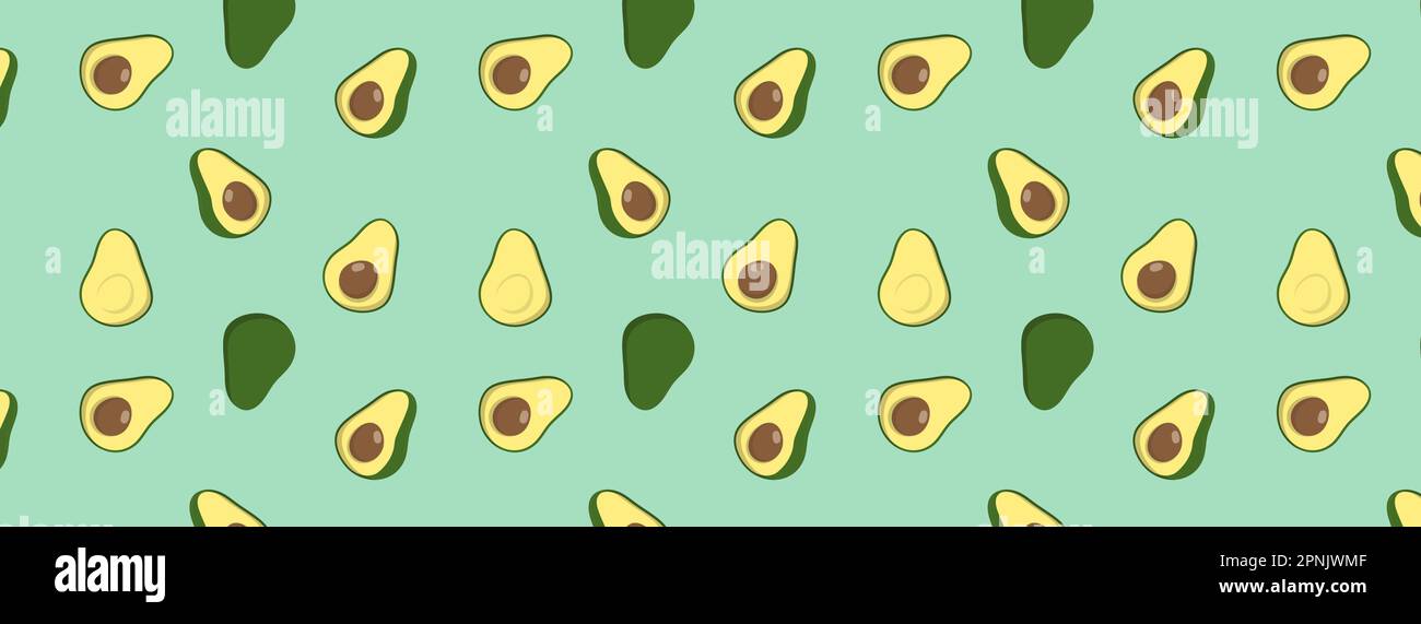Avocado fruit pattern. Flat food background. Vector green texture ...