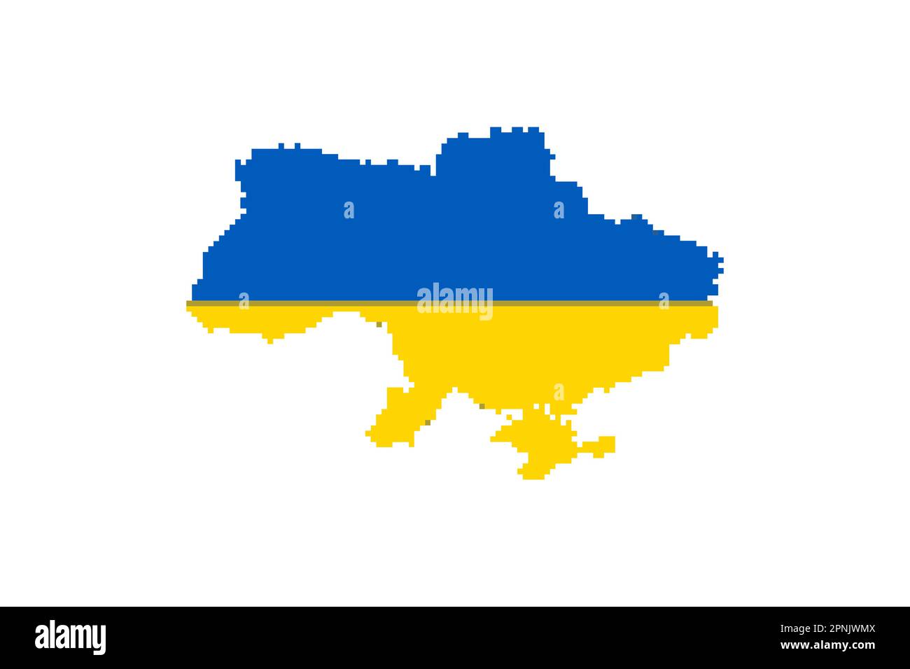 Ukraine map in 8-bit pixel style. Ukrainian flag. Art vector icon ...