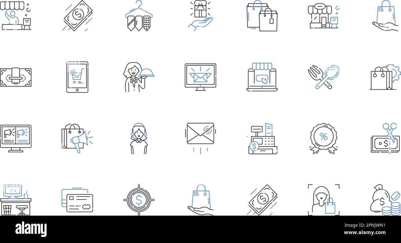 Supermarket line icons collection. Aisles, Baskets, Checkout, Carts ...