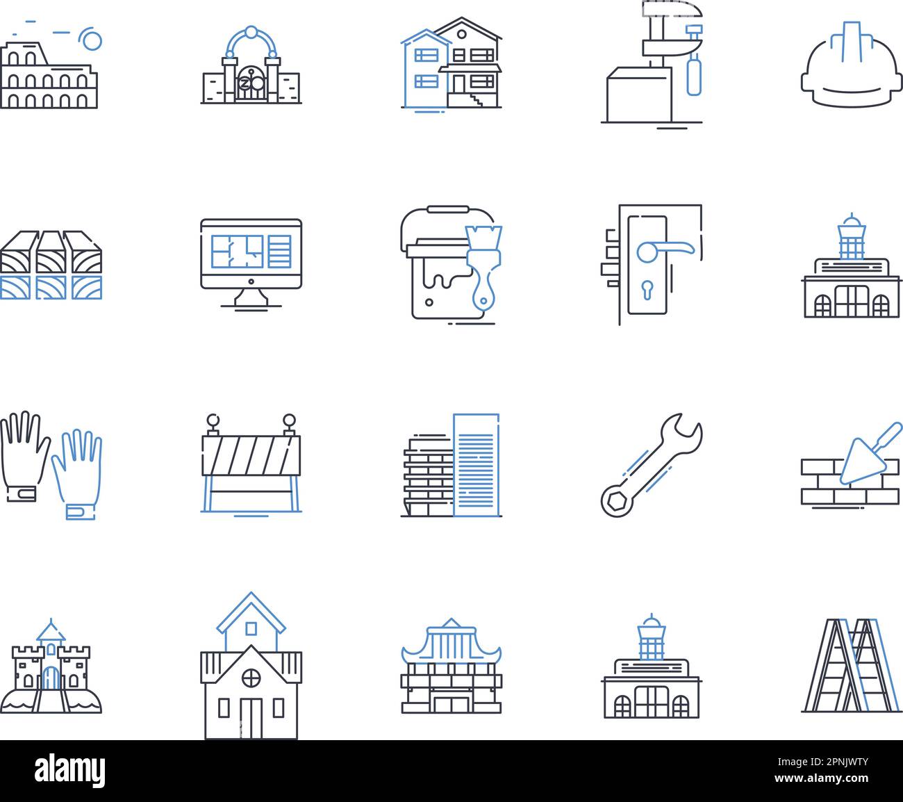Erection line icons collection. Hardness, Stiffness, Turgidity ...