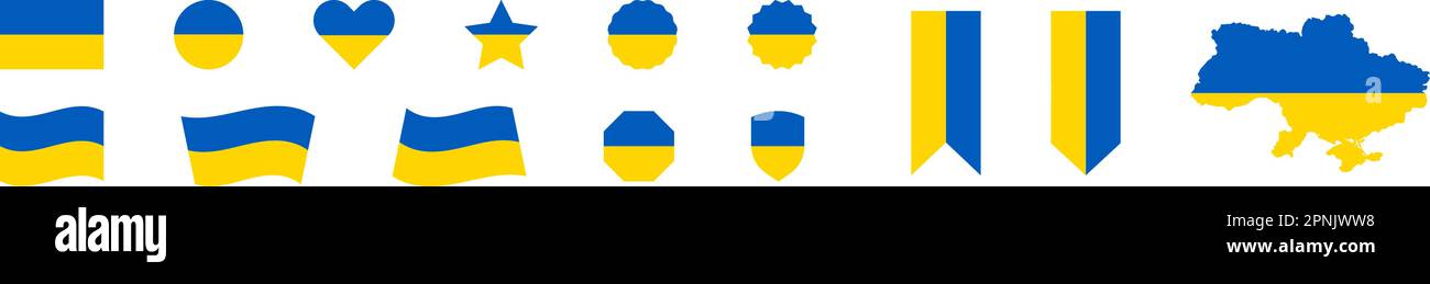 Ukraine flag and map isolated vector illustration signs set. Patriotic ...