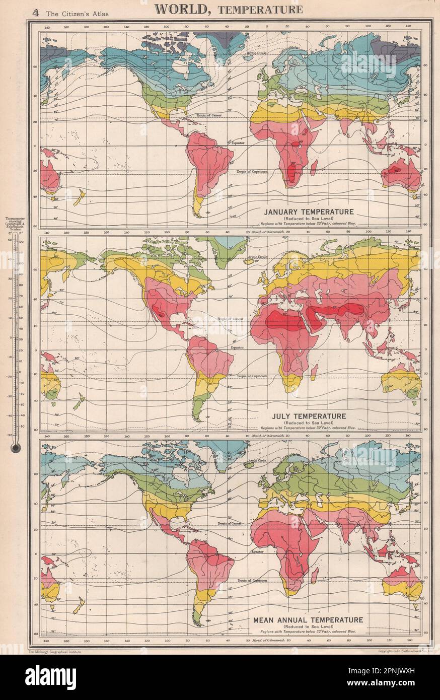 WORLD TEMPERATURE. January July Mean annual. BARTHOLOMEW 1952 old ...