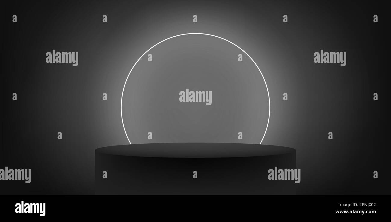 Stage in circle shape with neon glowing for presentation vector ...