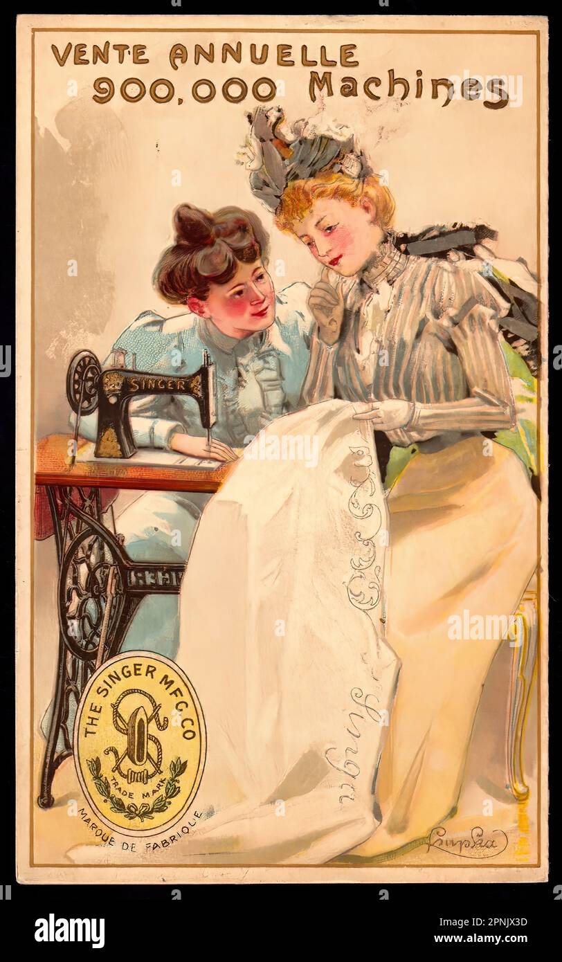Singer Sewing Machines 001 - Vintage French Tradecard, Belle Epoque Era ...