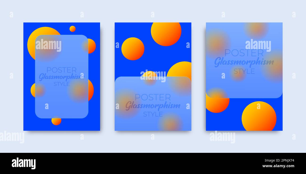 Glassmorphism poster background set. Glassmorphic cover collection ...