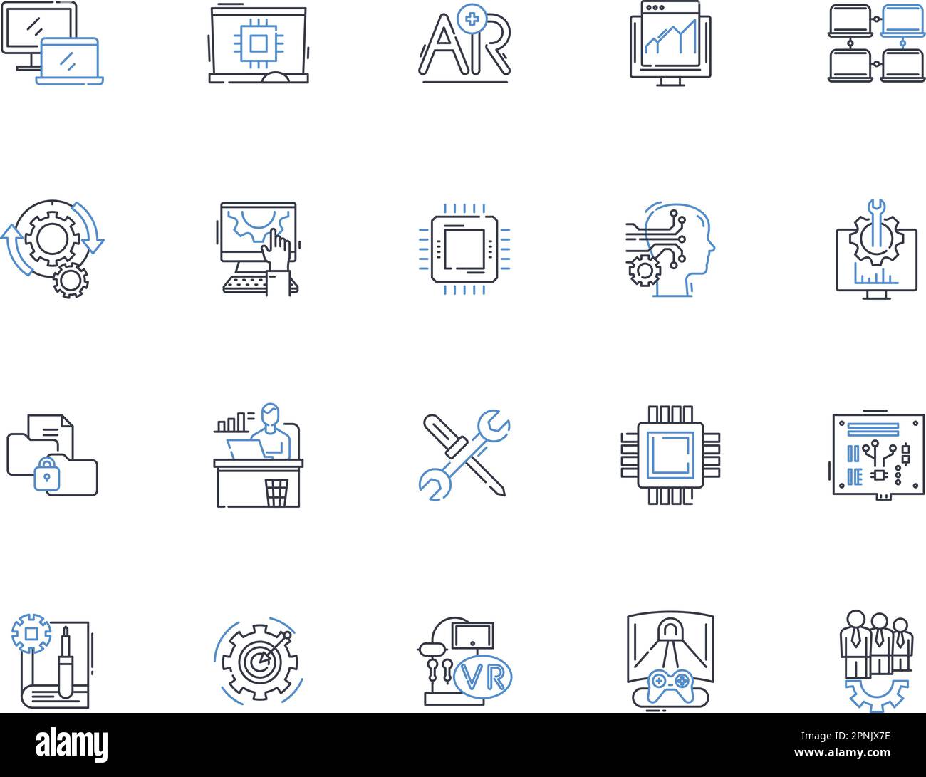 Computational Program Line Icons Collection Algorithm Code Function Iteration Logic Matrix