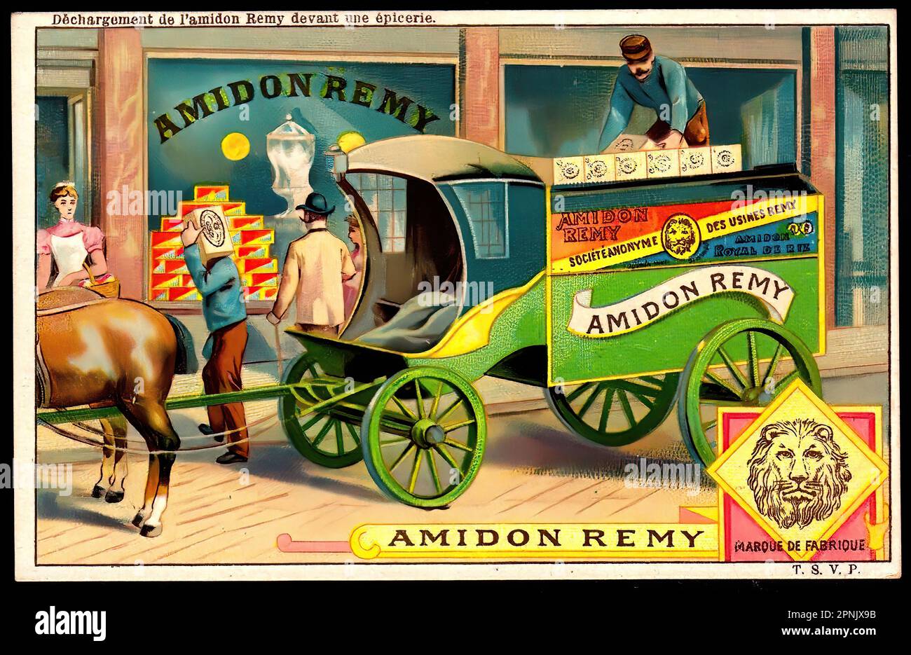 Transporting Amidon Remy in Front of a Grocery Store - Vintage French ...