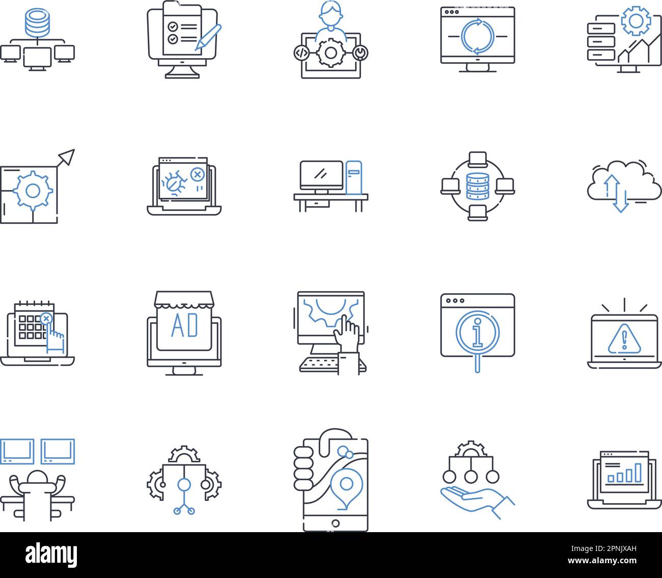 Cybersecurity Science Line Icons Collection Encryption Firewalls