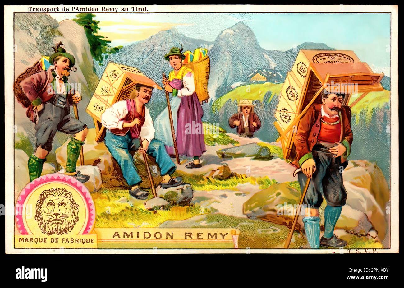 Transporting Amidon Remy in the Tyrol - Vintage French Tradecard, Belle ...