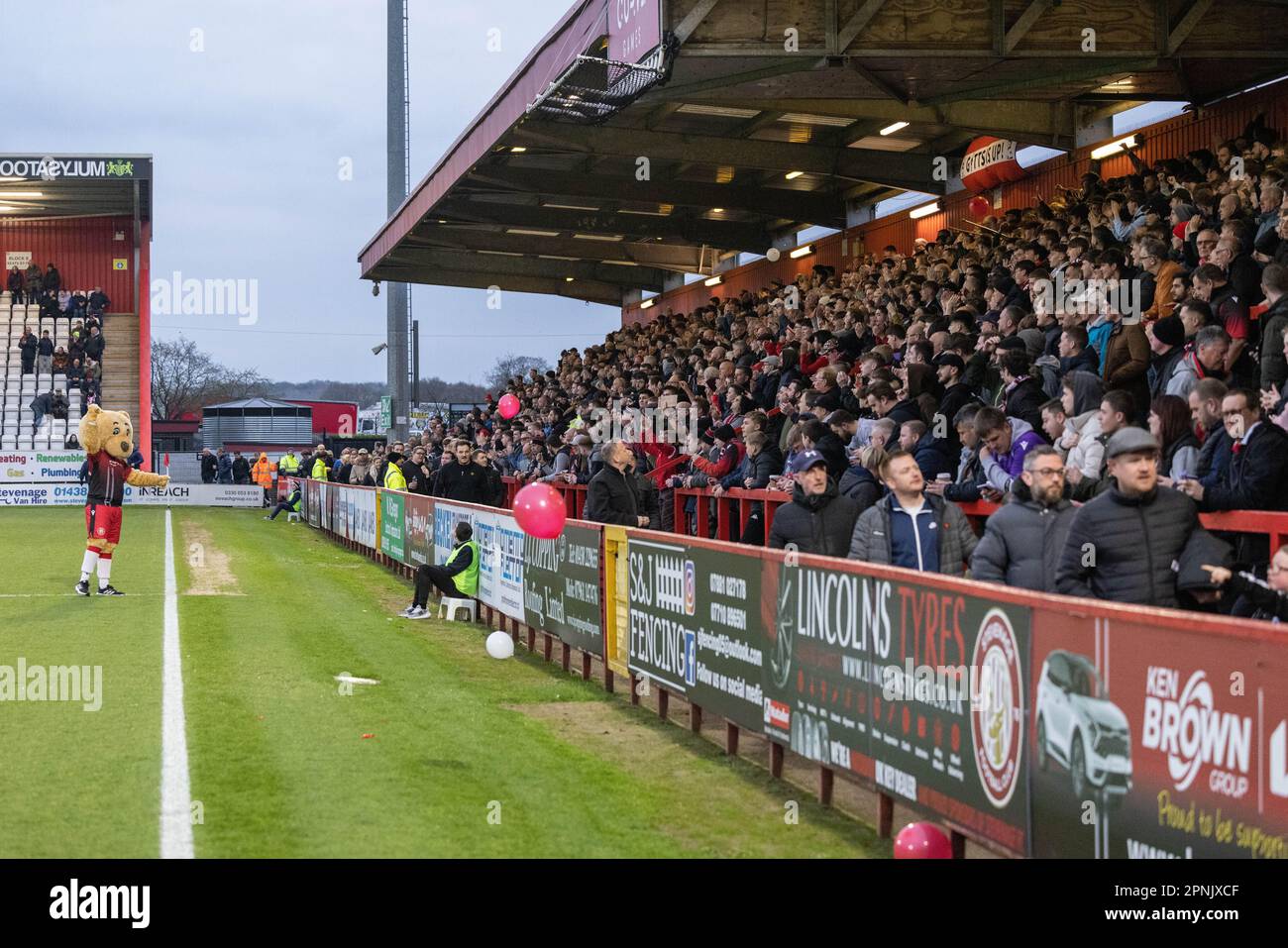 General view of traditional standing terrace at English lower league ...