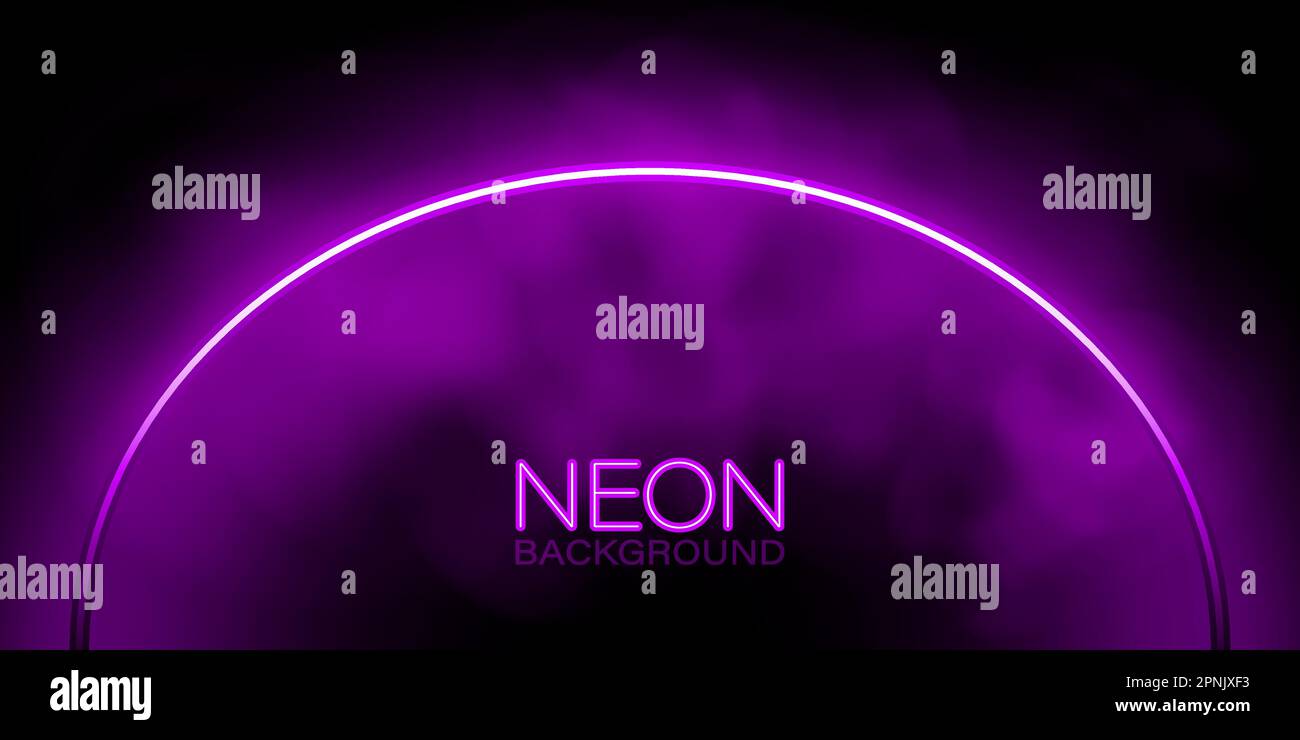 Neon frame background. Purple glowing border with smoke. Club ...