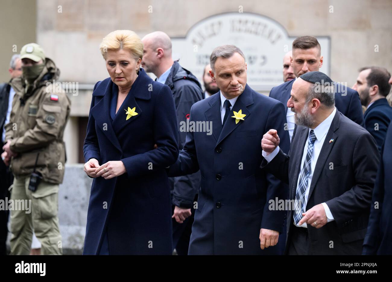 Warschau, Poland. 19th Apr, 2023. Andrzej Duda (M), President of Poland ...