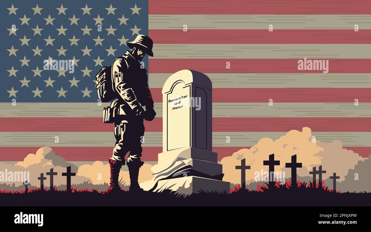 Veteran's Day poster. Memorial Day, patriotic greeting card with USA ...