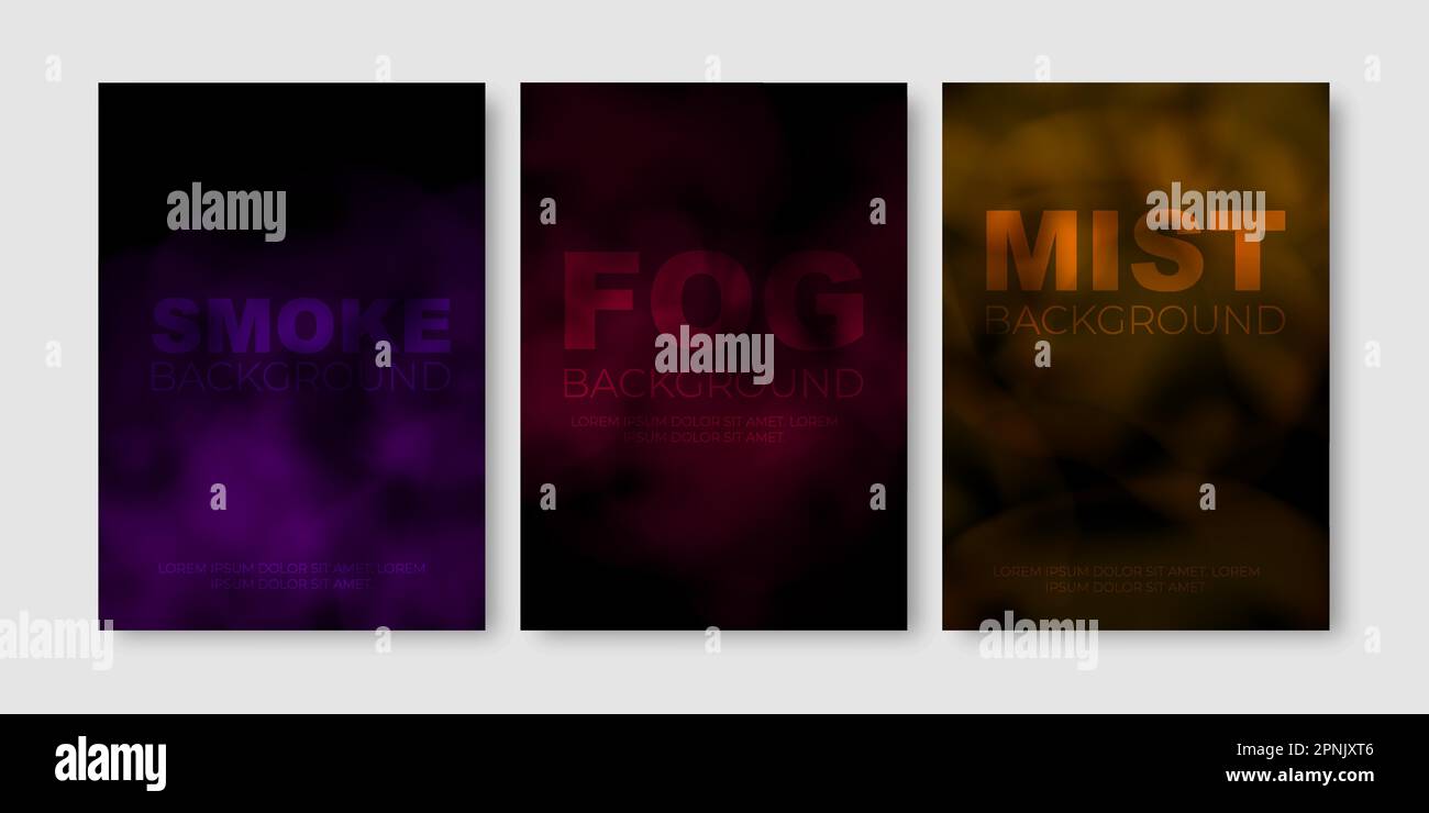 Smoke poster colorful background. Misty posters on dark background ...