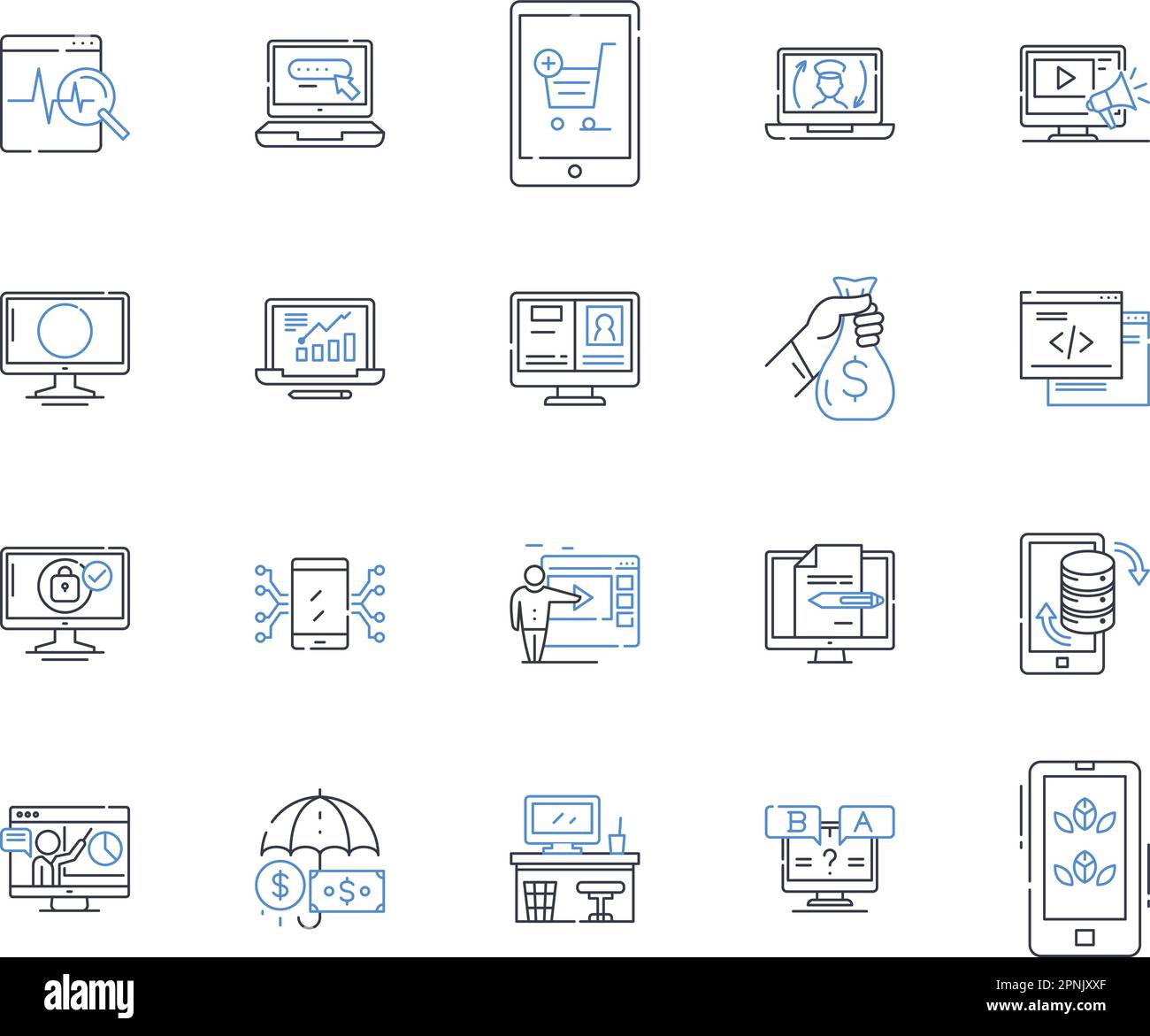 Online Retail Line Icons Collection E Commerce Web Store Virtual Storefront Online