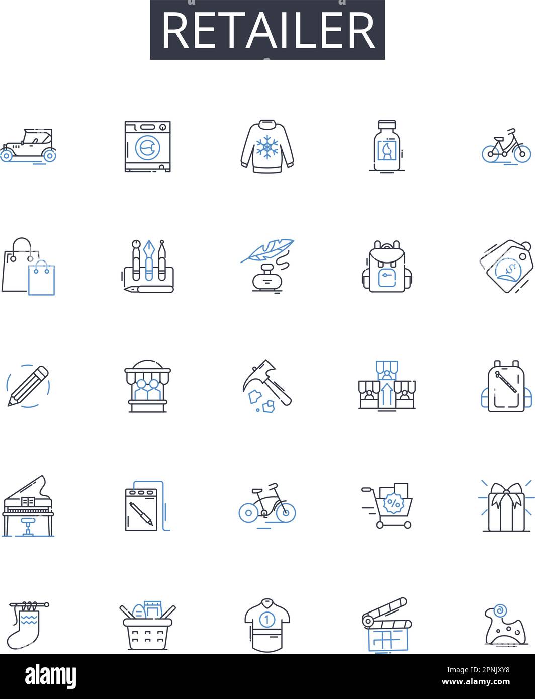 Retailer line icons collection. Shopkeeper, Merchant, Dealer, Vendor ...
