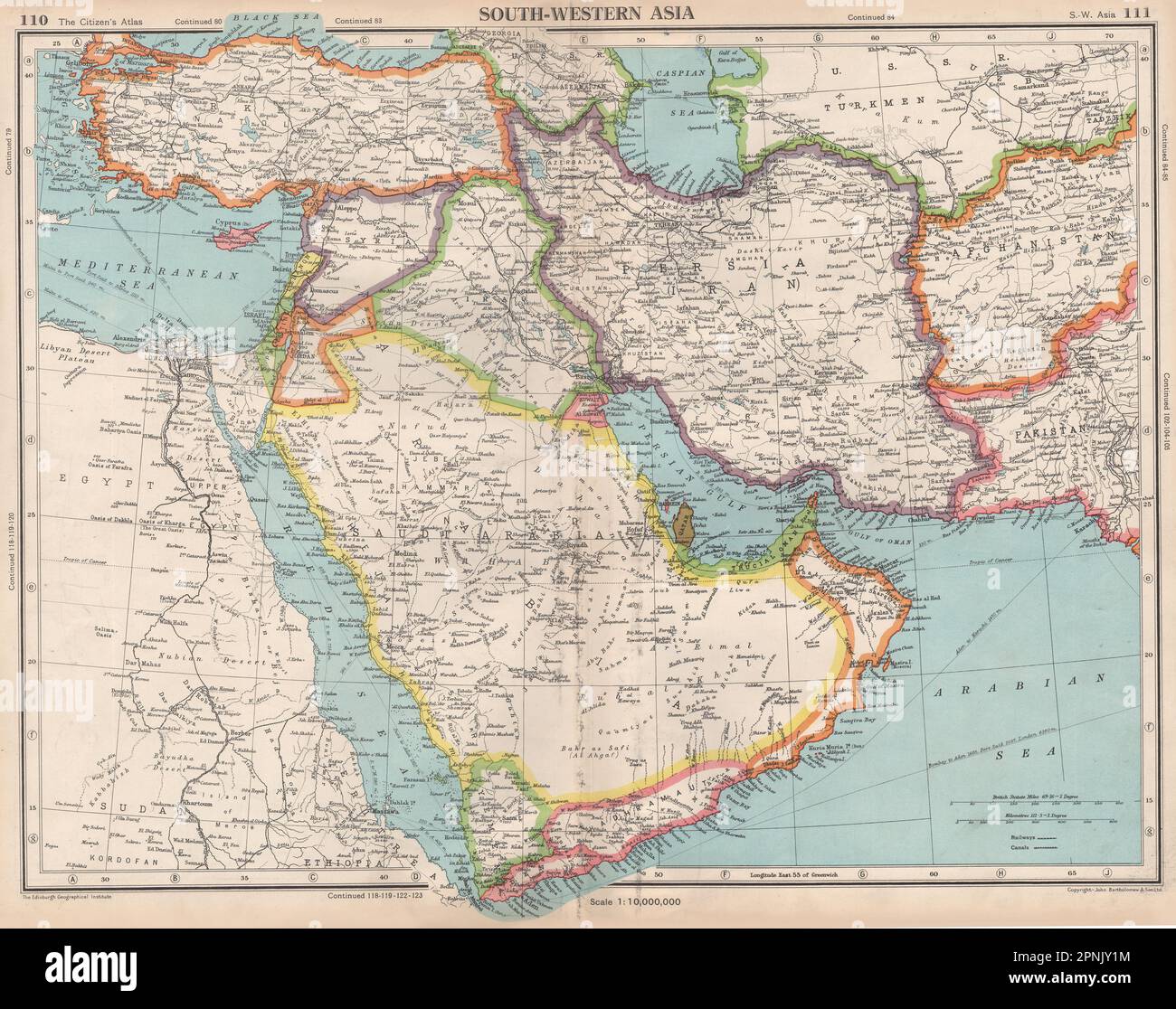 MIDDLE EAST. South-Western Asia. Hadhramaut. Shows Trucial Oman (UAE ...