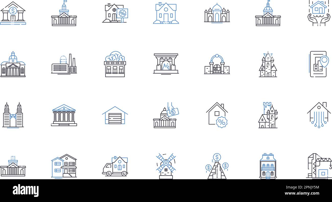 Home selling line icons collection. Listing, Staging, Closing ...