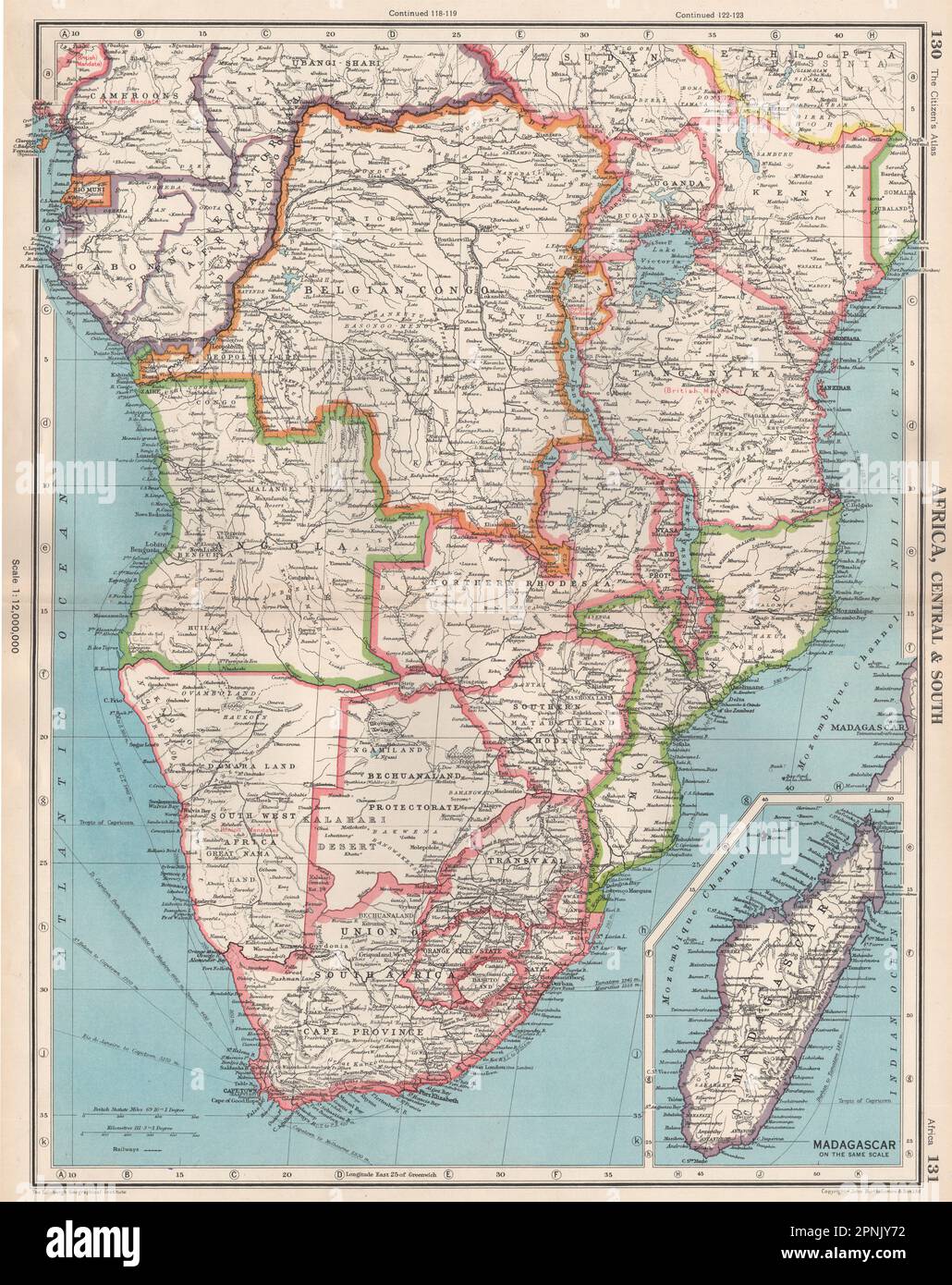 SOUTHERN AFRICA. Belgian Congo Rhodesia Bechuanaland Tangyanika 1952 ...