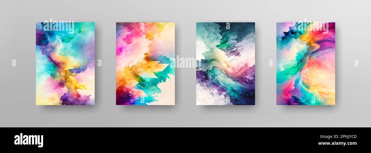 Abstract watercolor backgrounds set. Vector colorful background for ...