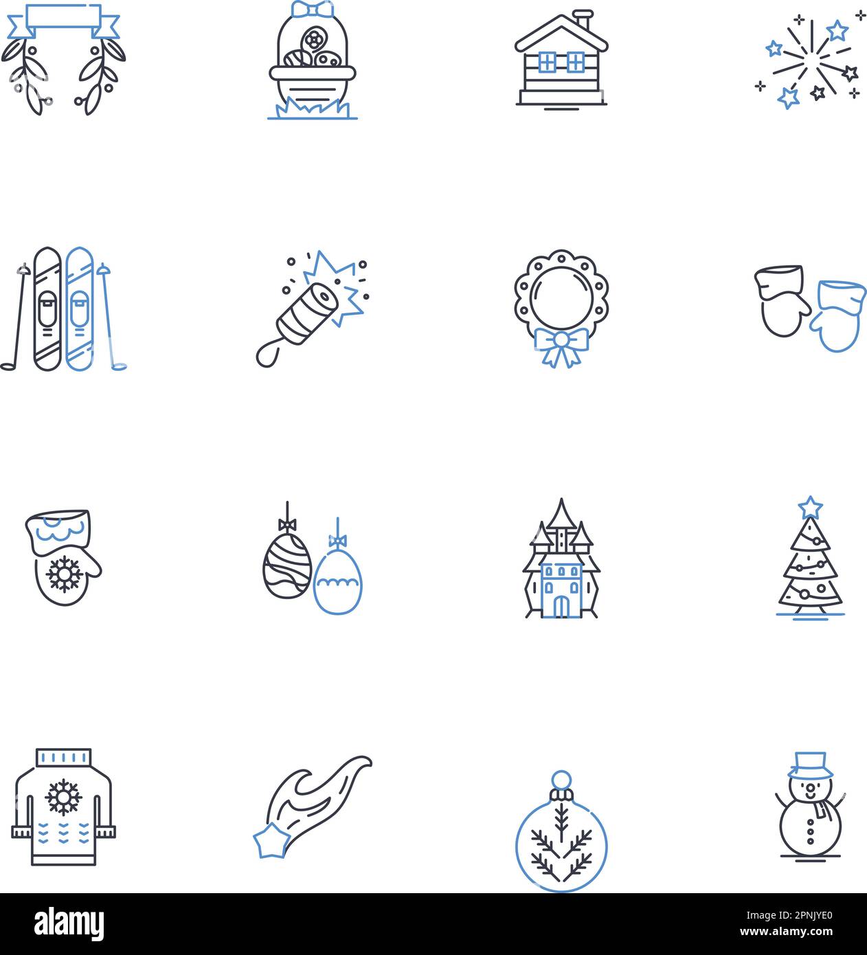 Reindeer line icons collection. Antlers, Sleigh, Hooves, Rudolph, Snow ...