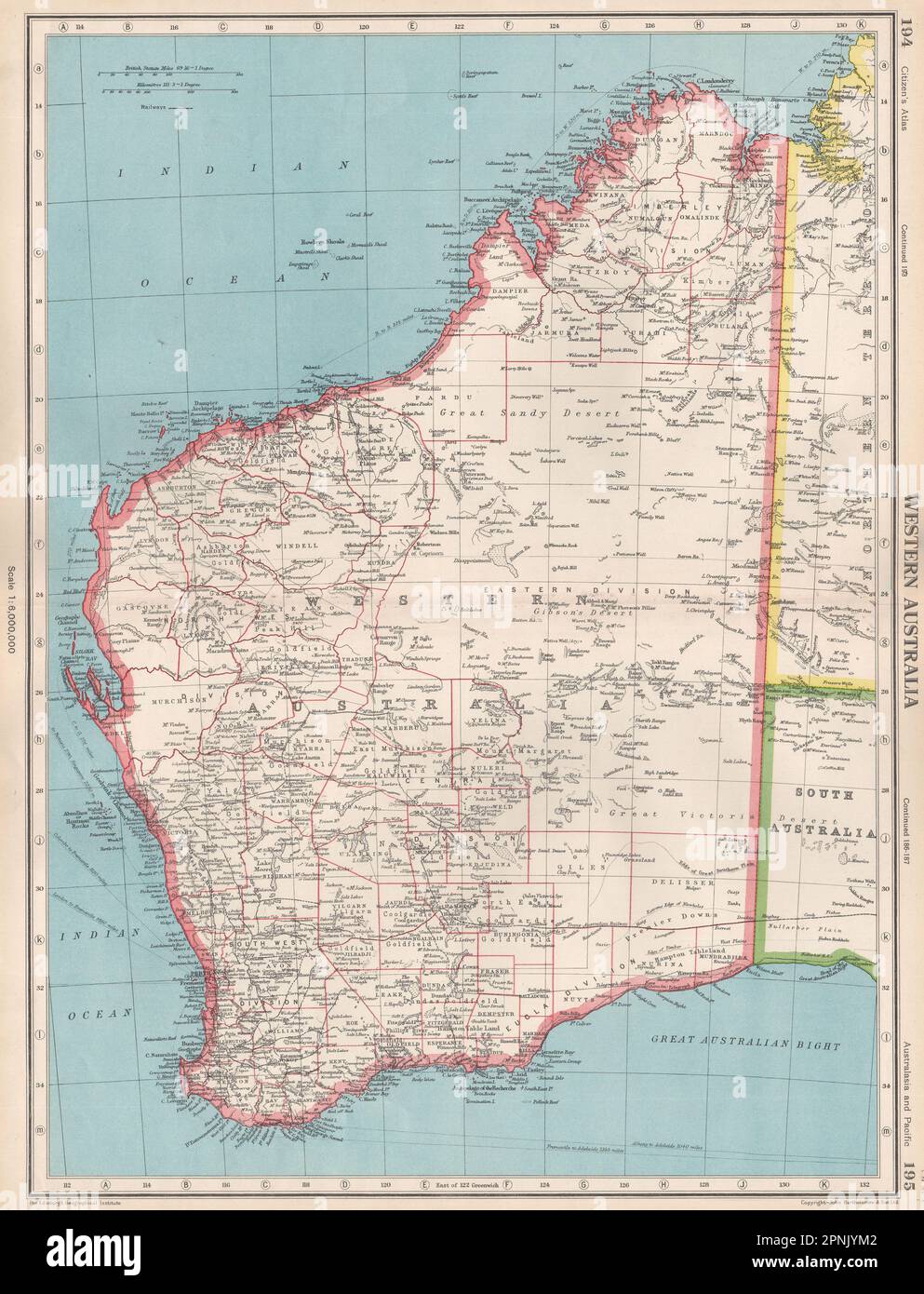 WESTERN AUSTRALIA. showing land districts & goldfields. BARTHOLOMEW ...