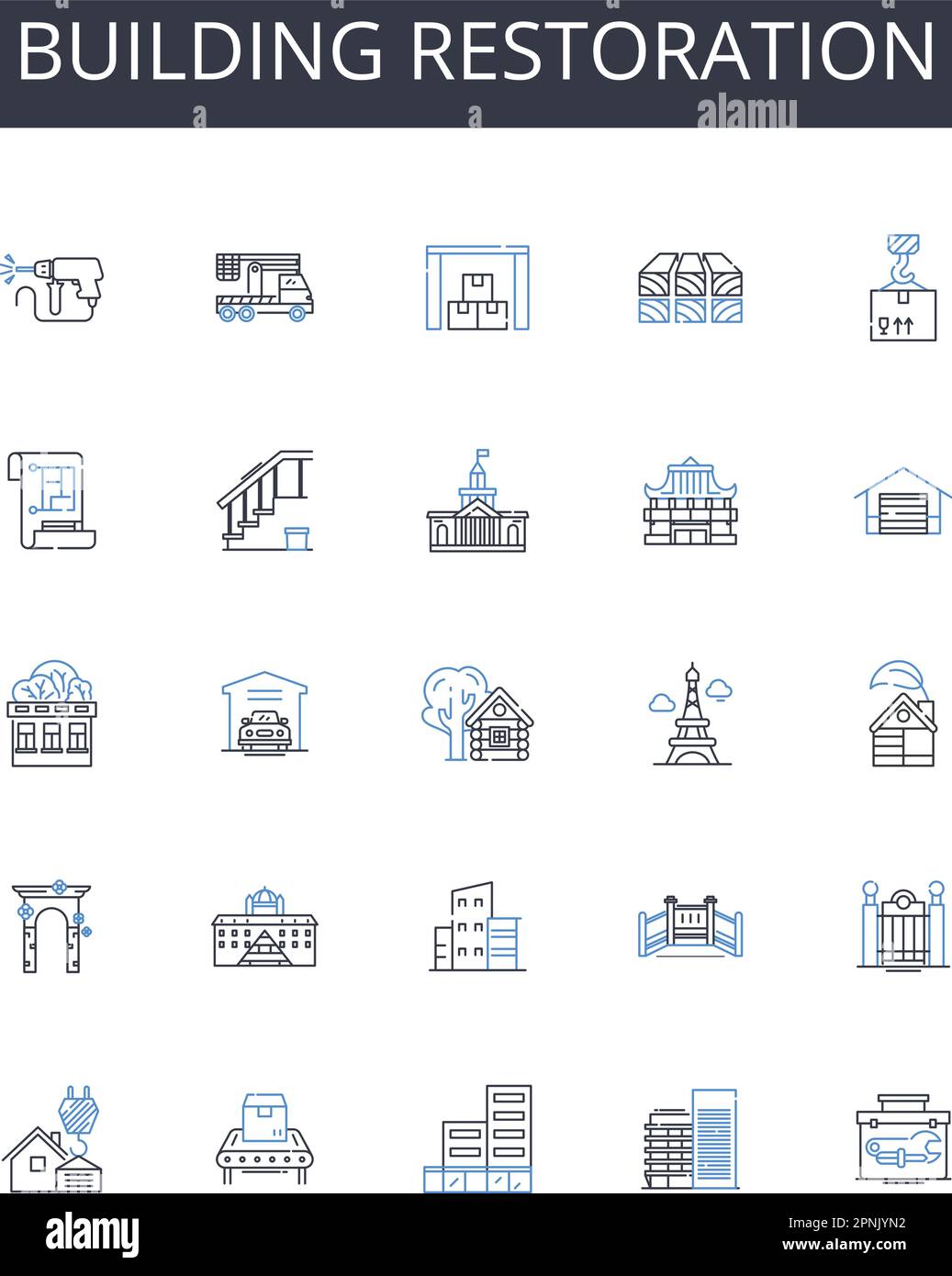 Building restoration line icons collection. Home refurbishment ...