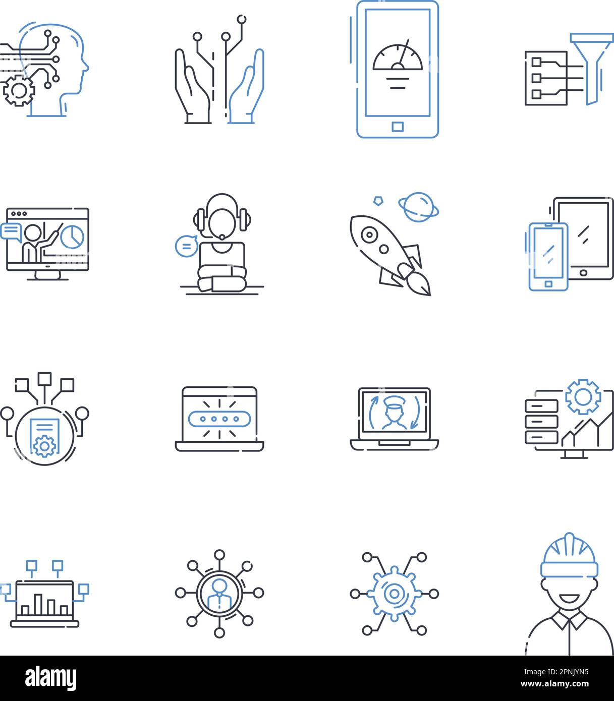 Remote-controlled devices line icons collection. Dr, Car, Aircraft ...