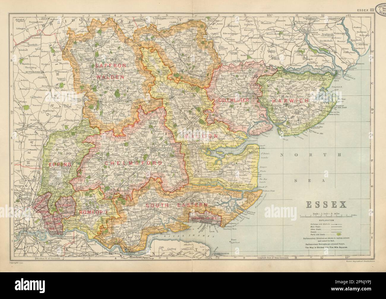 ESSEX. Showing Parliamentary divisions, parks & boroughs. BACON 1934 ...