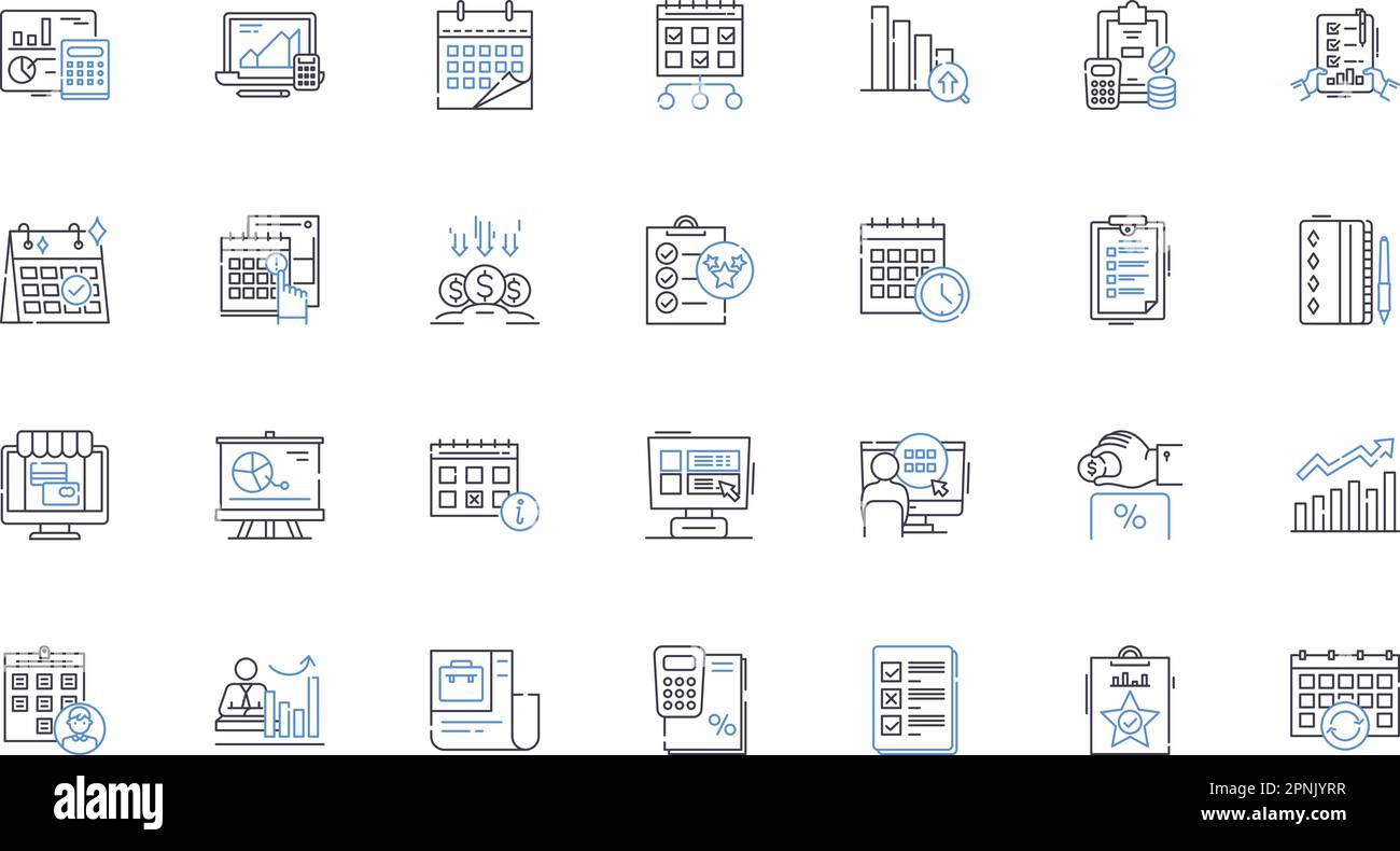 Planner - Organizer line icons collection. Schedule, Calendar, Agenda, Journal, Task, Priority ...