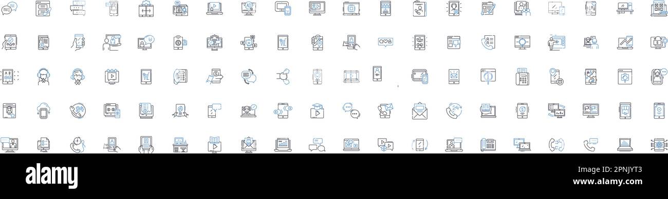 Mobile ph line icons collection. Wireless, Smartphs, Texting, Calling ...