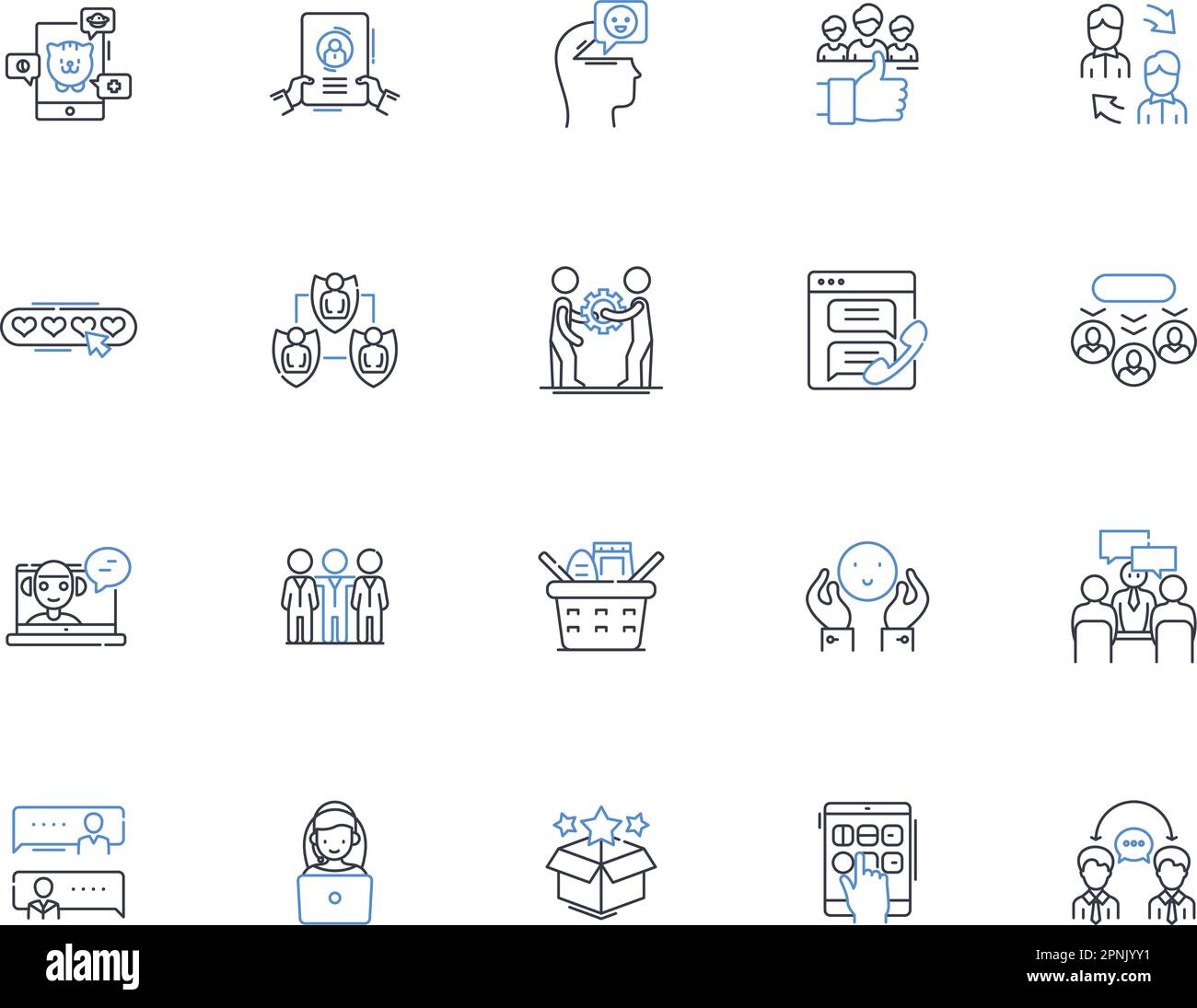 Account care line icons collection. Management, Maintenance, Support ...