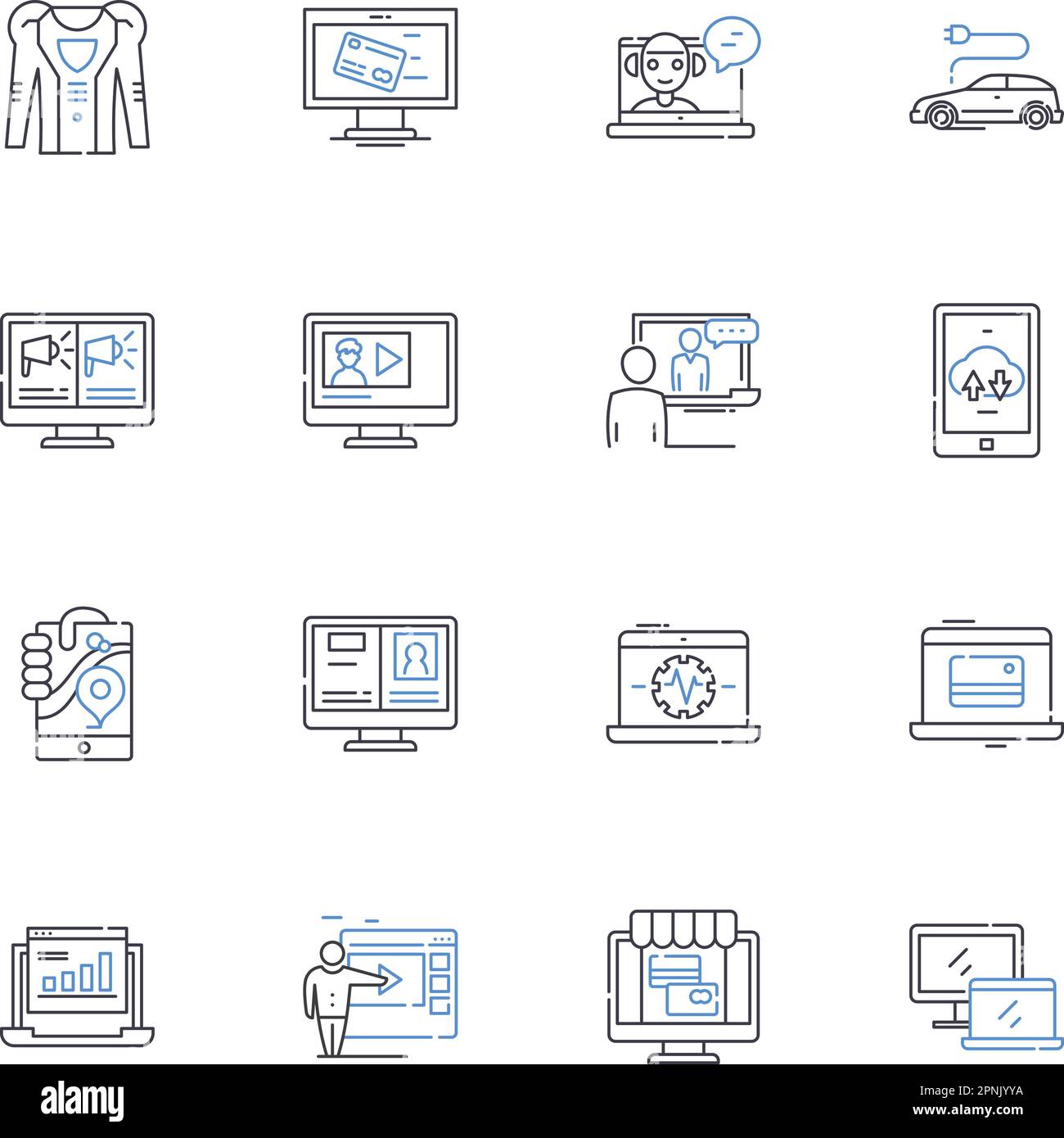 Computer Line Icons Collection Processor Memory Storage Keyboard Mouse Monitor Graphics