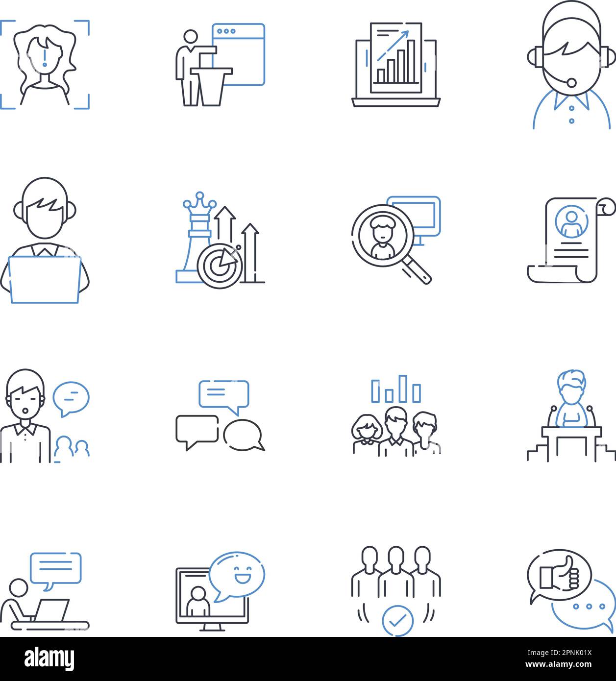 Labor obligations line icons collection. Workforce, Employees, Compensation, Benefits, Hours ...