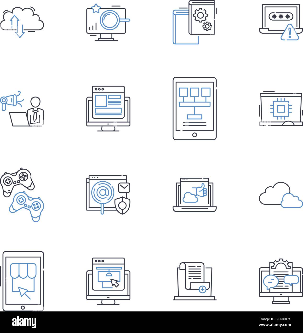 Usb Flash Drive Line Icons Collection Memory Portable Storage Data Transfer Backup Files