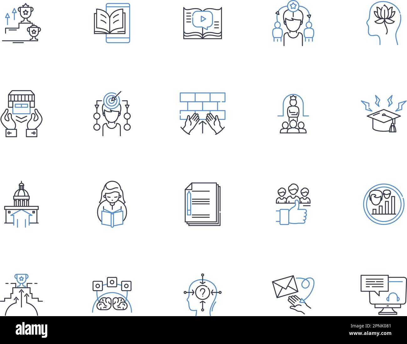 Mentoring line icons collection. Guidance, Coaching, Support, Encouragement, Development ...