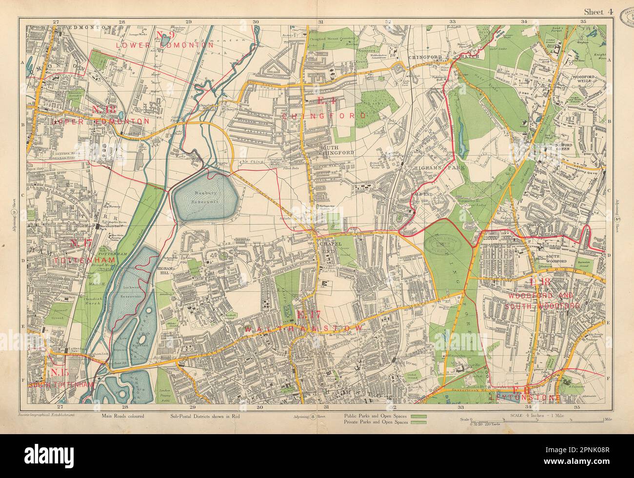 NE LONDON Chingford Walthamstow Edmonton Woodford Tottenham. BACON 1934 ...