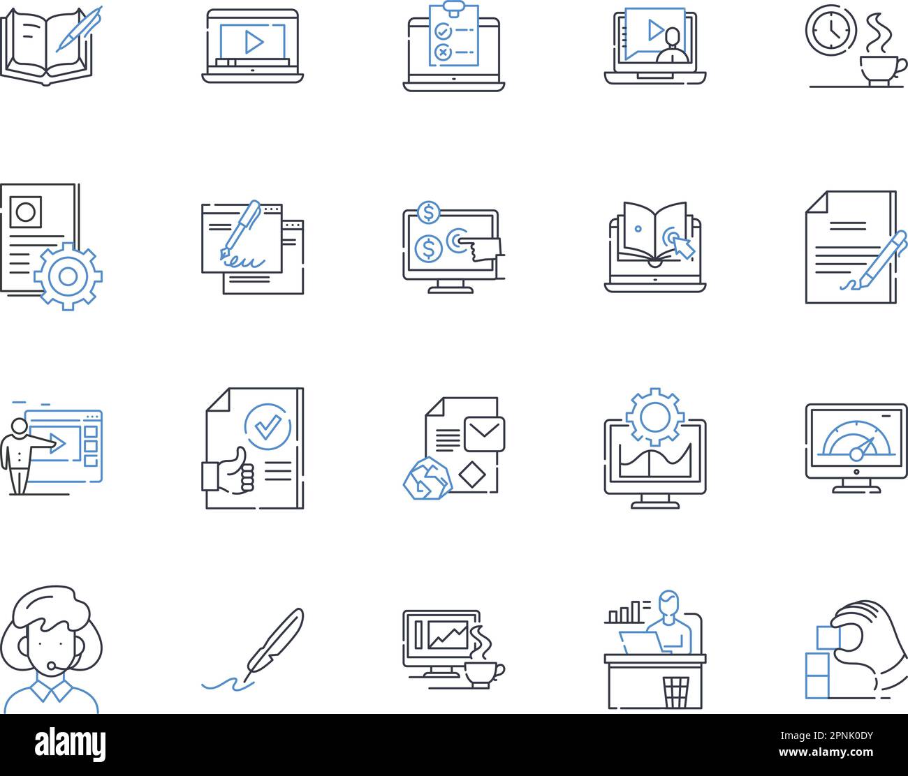 System Line Icons Collection Integration Optimization Automation Efficiency Security 