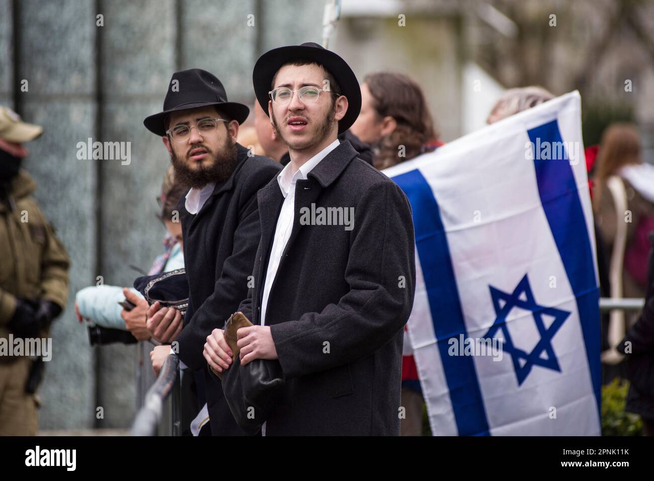 Warsaw, Poland, 19/04/2023, Young orthodox Jews are seen during the ...