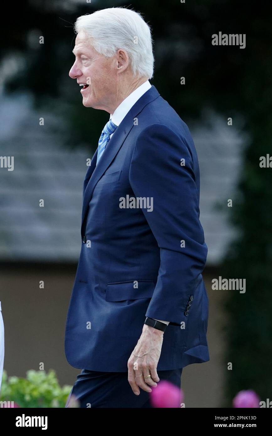 Former US president Bill Clinton arrives for a gala dinner at ...
