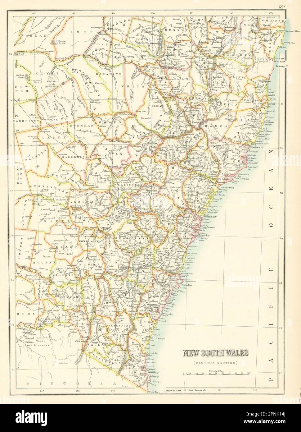 New South Wales Eastern / coast. Australia. Railways. BARTHOLOMEW 1898 ...