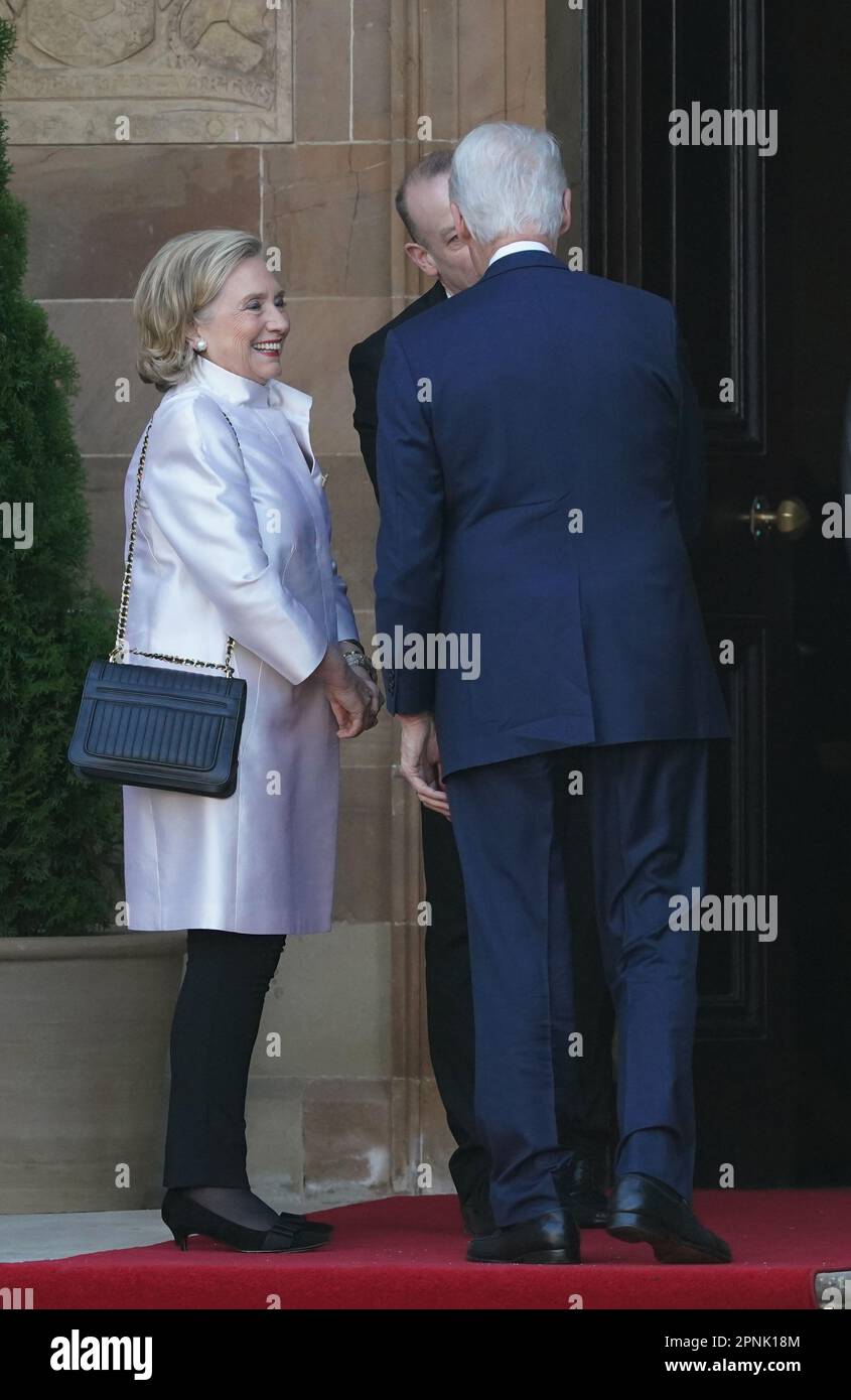 Former US president Bill Clinton and Hillary Clinton arrive for a gala ...