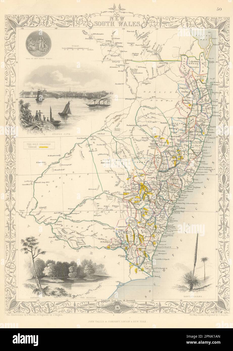 NEW SOUTH WALES showing Gold Rush fields/diggings. Sydney RAPKIN/TALLIS ...