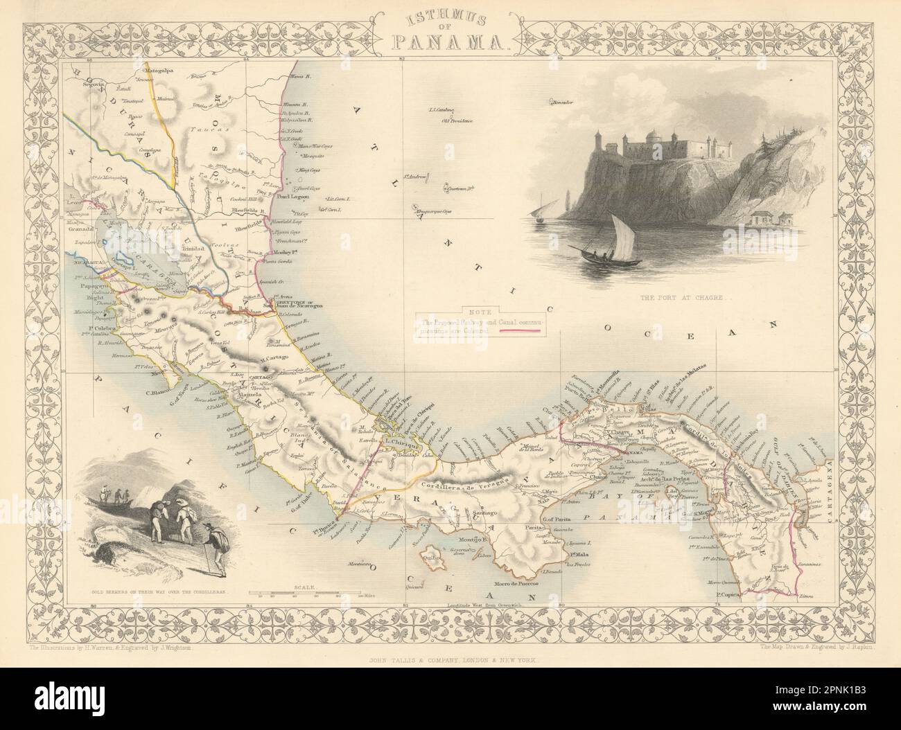 PANAMA ISTHMUS shows 7 proposed canal, rail & road routes RAPKIN/TALLIS ...