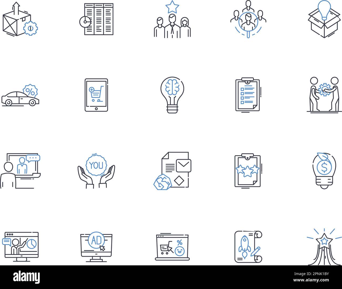 Content marketing line icons collection. Strategy, Engagement, SEO ...