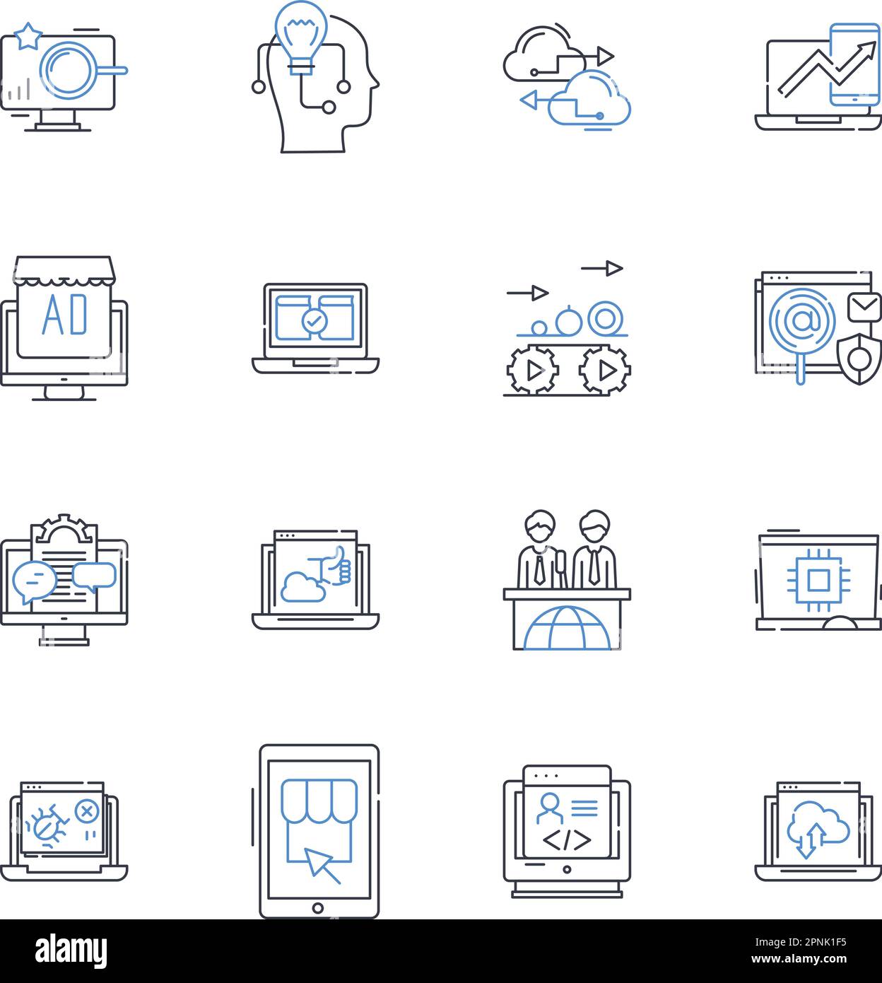 Web art line icons collection. Digital, Interactive, Online, Virtual ...