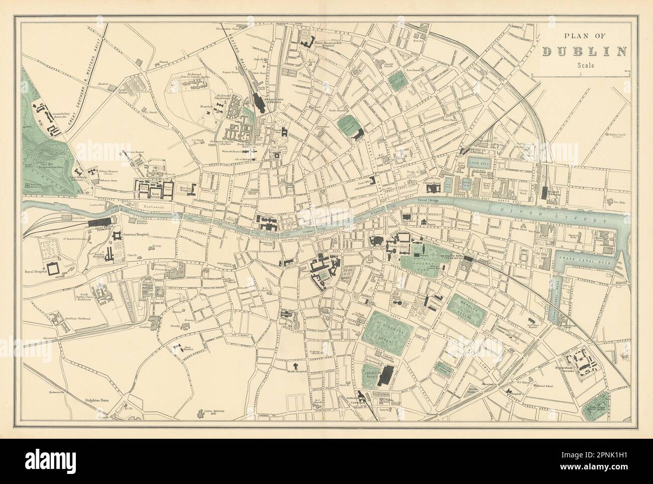 DUBLIN. Antique town plan by GW BACON. Ireland 1884 old map chart Stock ...